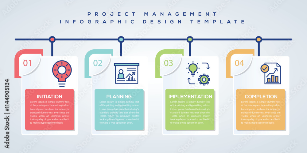 Project management infographic design template showcasing four key ...