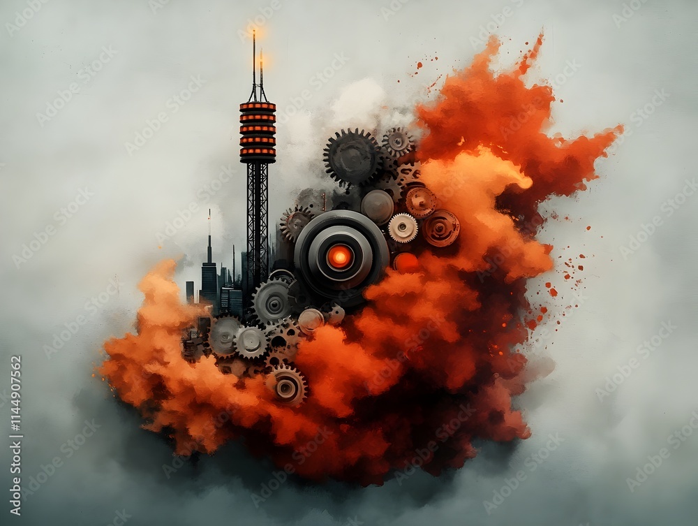 Futuristic and retrofuturistic artwork depicting abstract data ...