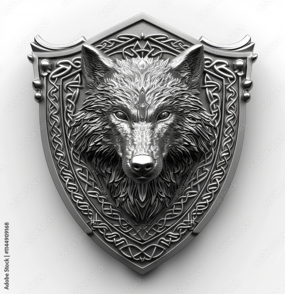 Wolf head sign. Coat of arms symbol. Heraldic decoration badge ...