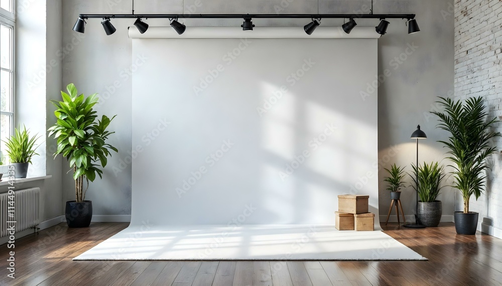 Interior blank wall backdrop for photography videography with track ...