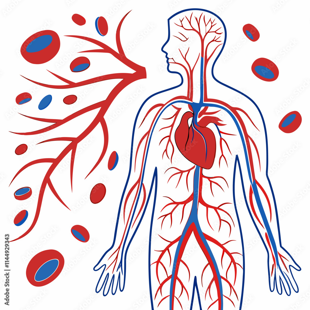 human heart Anatomy in Cardiovascular system vector design on a white ...