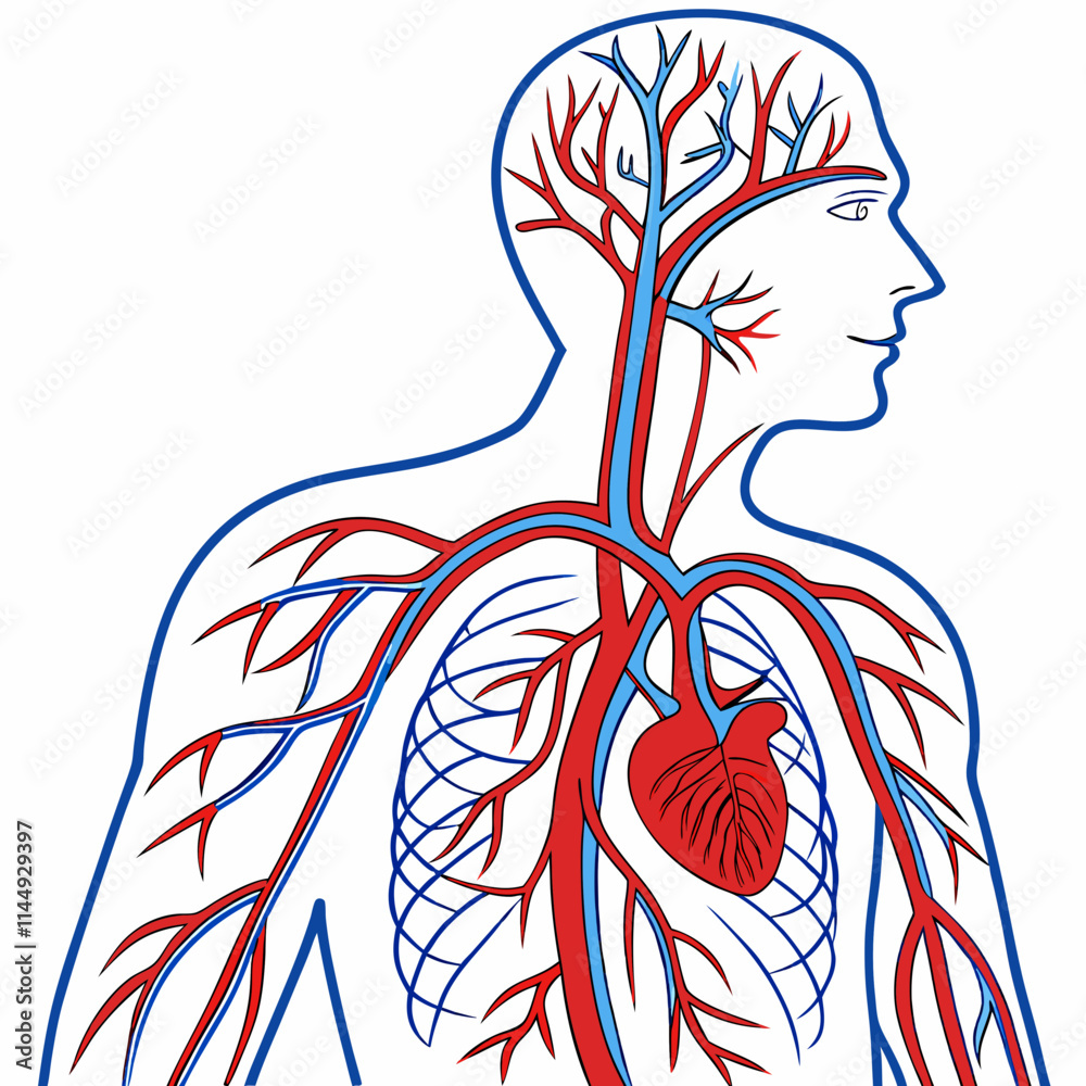 human heart Anatomy in Cardiovascular system vector design on a white ...