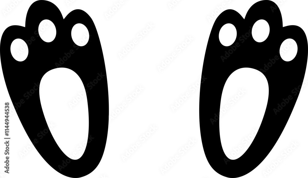 Cute bunny paw silhouette. lsolated rabbit feet. Easter icon ...
