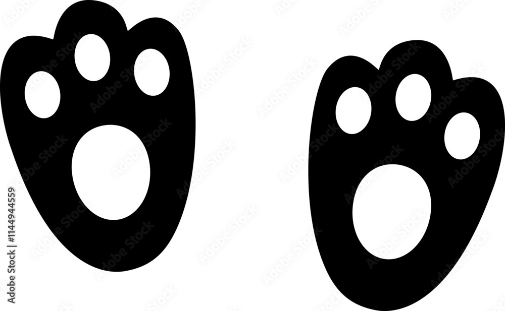 Cute bunny paw silhouette. lsolated rabbit feet. Easter icon ...