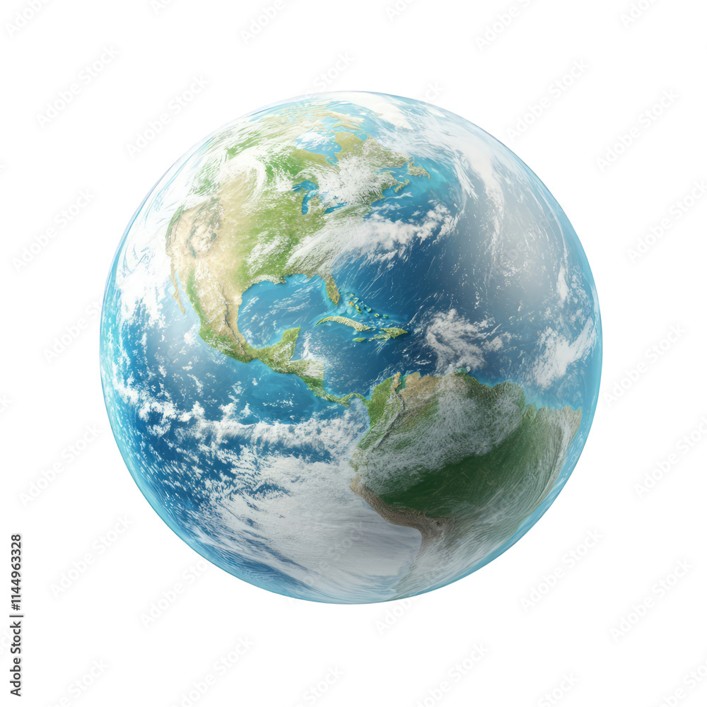 Planet Earth globe world map continents oceans atmosphere clouds ...