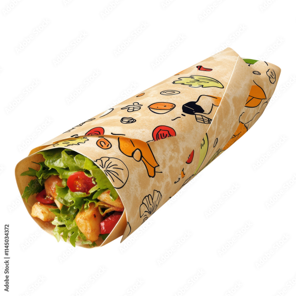 Customizable food wrapper mock-up featuring a transparent background ...