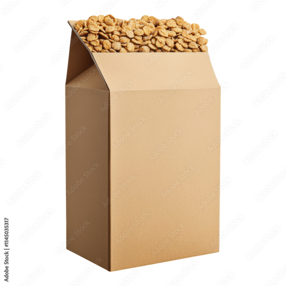 Cereal box packaging mock-up, foldable flaps, transparent background ...