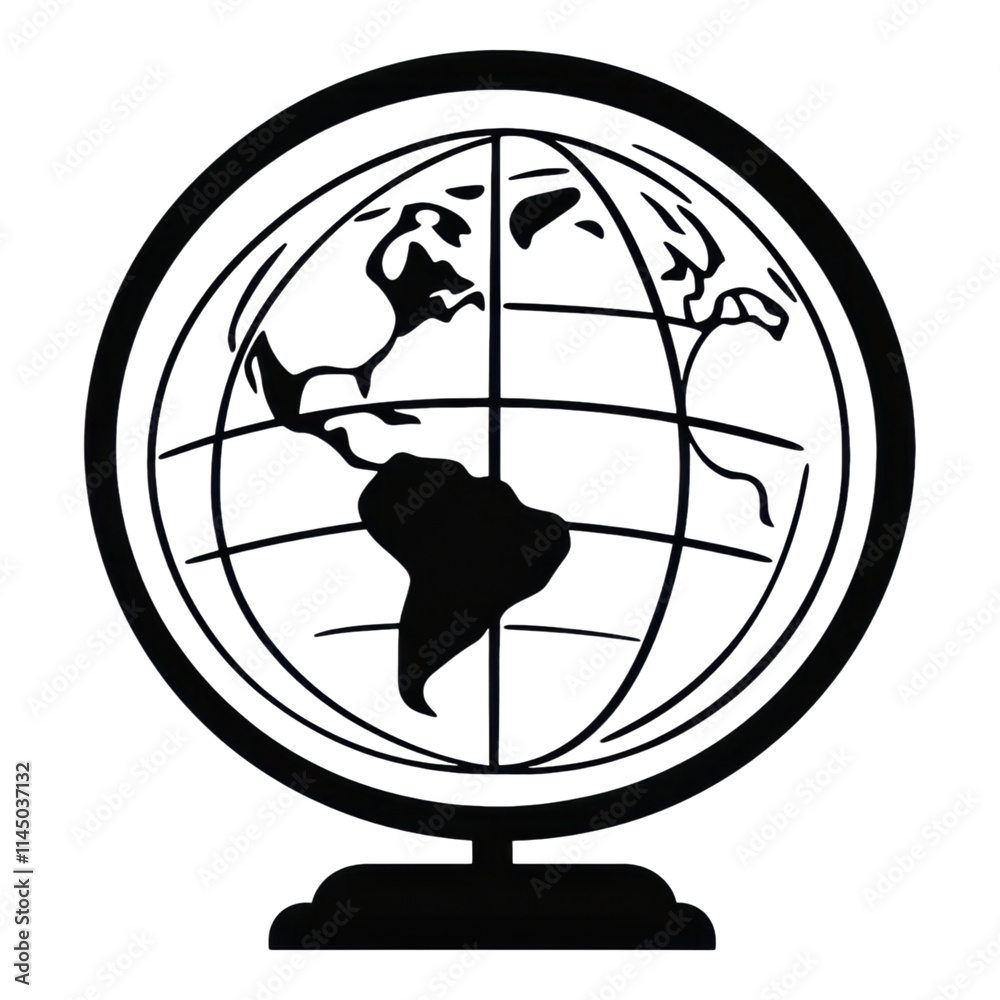 Outline globe symbol featuring latitude and longitude lines, designed ...