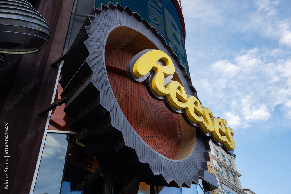 Las Vegas, NV, USA - Oct 29, 2024: Reese's sign is seen at the entrance ...