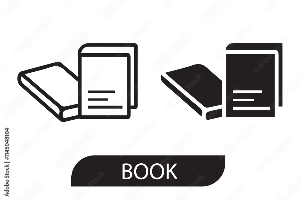 Book web editable icon pictogram set. Isolated on white background ...