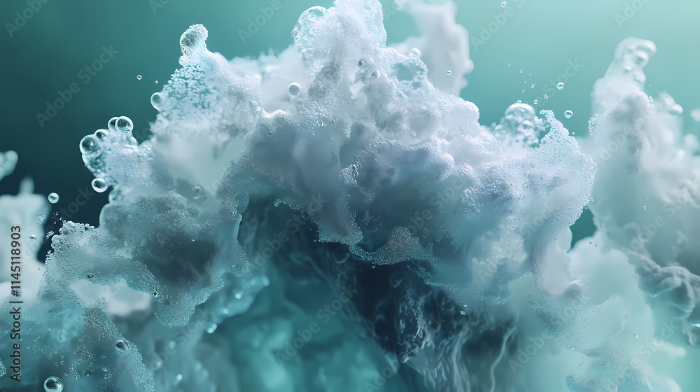 3d modern illustration with air bubbles and effervescent water fizz ...