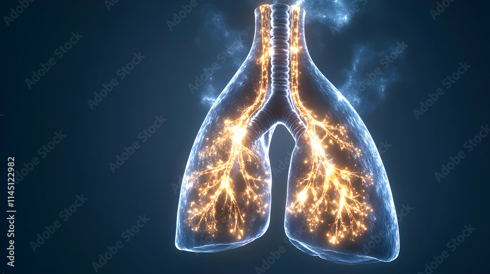 Human Lungs Showing Bronchial Tree and Trachea with Air Sacs and ...