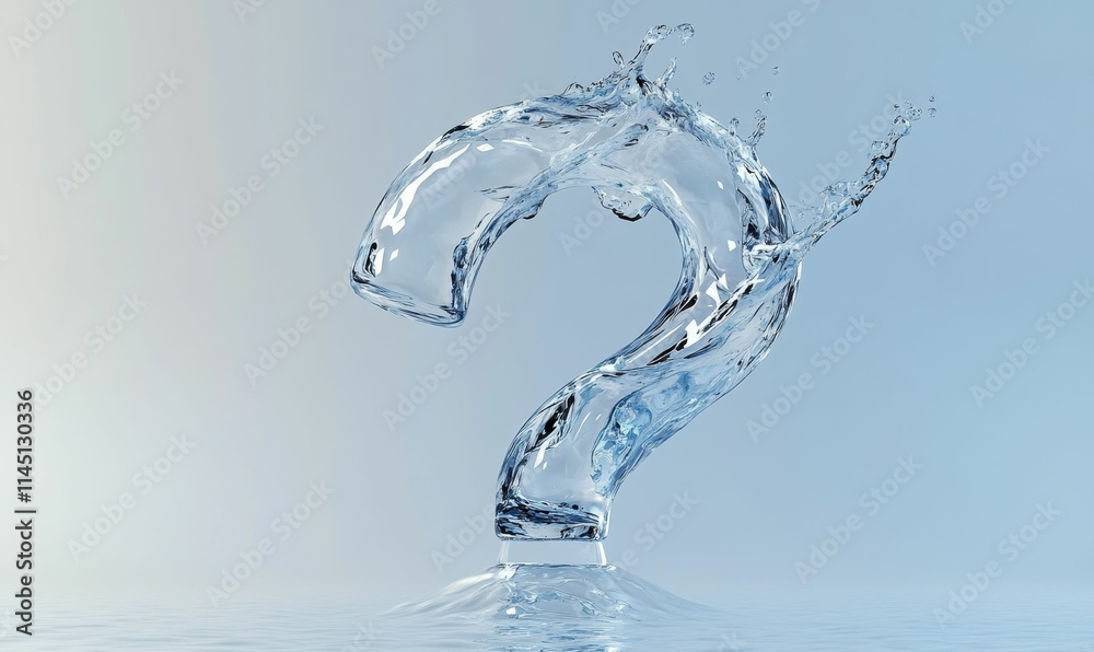Liquid forms question mark, splashing, calm surface. Stock Illustration ...