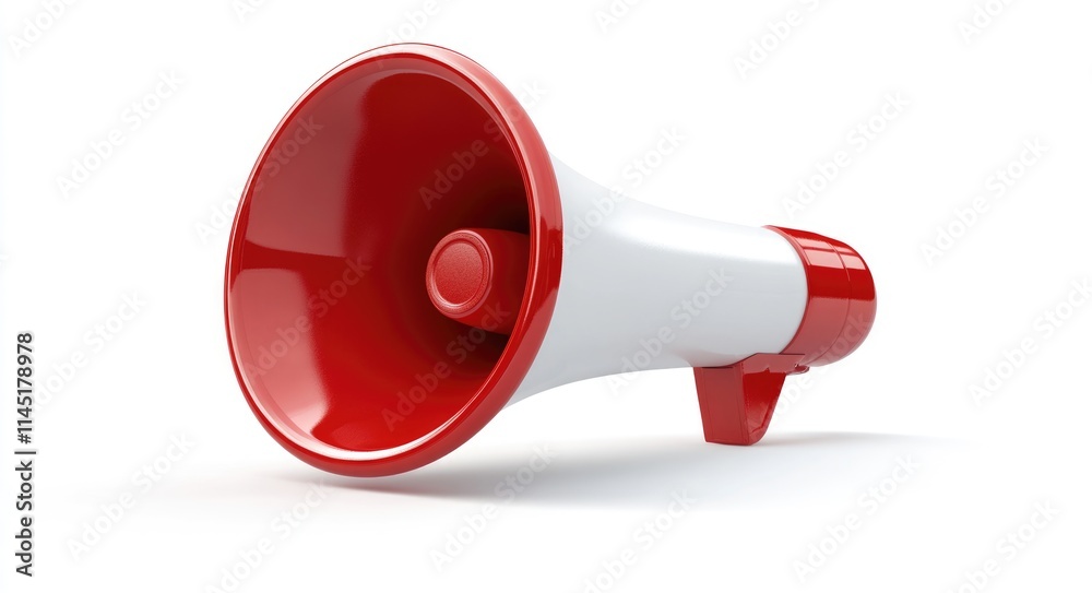 Vibrant Red and White Megaphone on Clean Background - 3D Model with ...