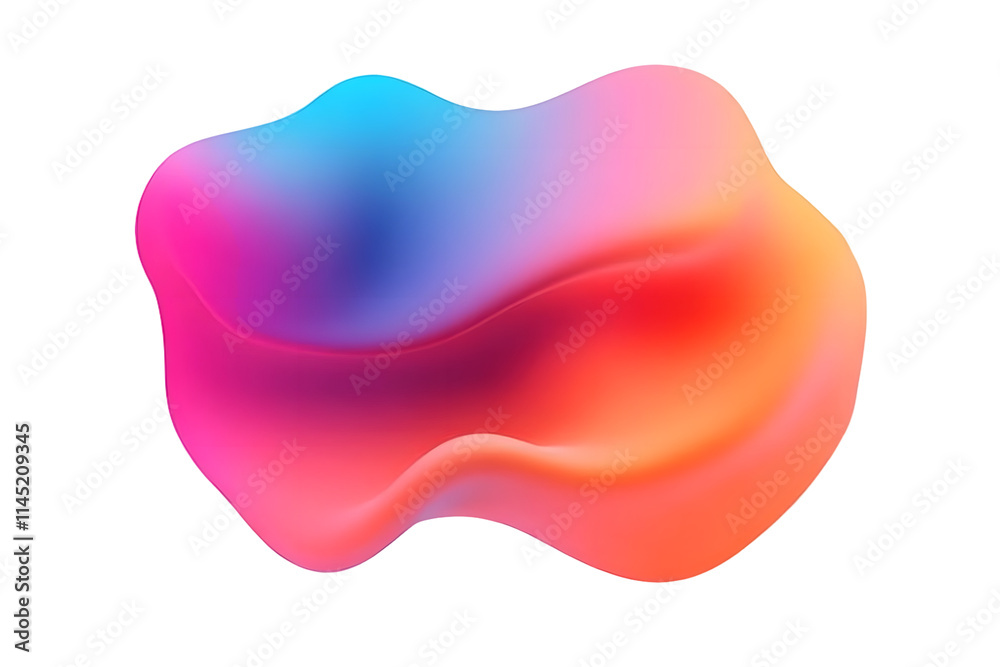 Abstract colorful gradient blob shape with a smooth and fluid form, blending vibrant hues of ...