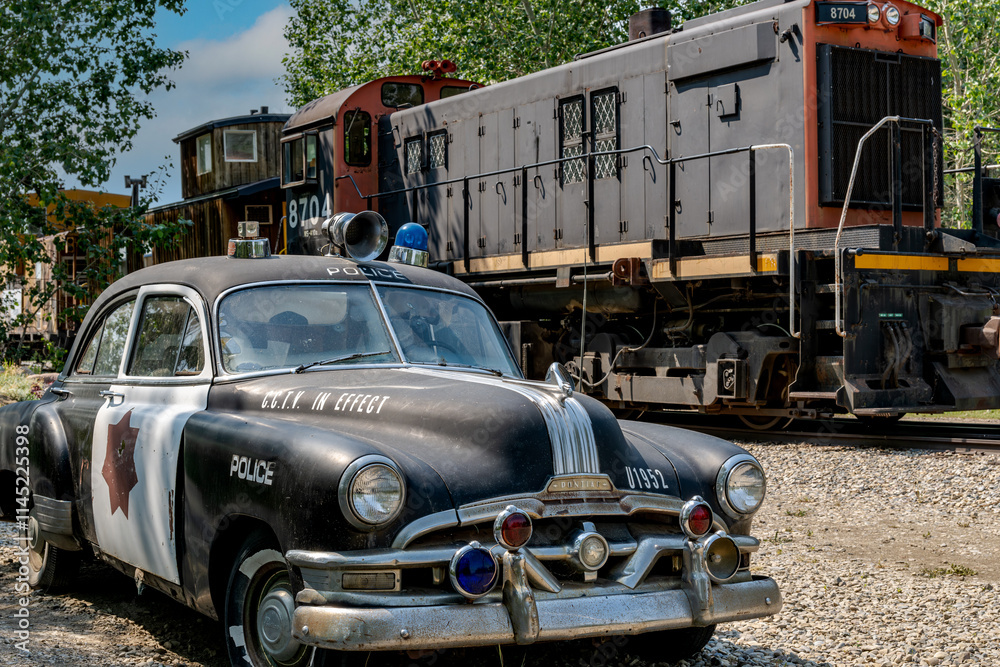 Foto de Stock Mossleigh, Alberta, Canada – August 3, 2024: Vintage ...