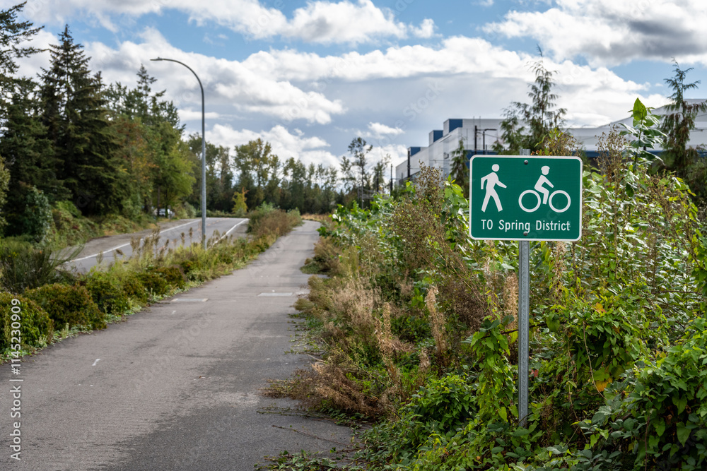 Public suburban recreation, sign on eastside rail corridor trail to ...