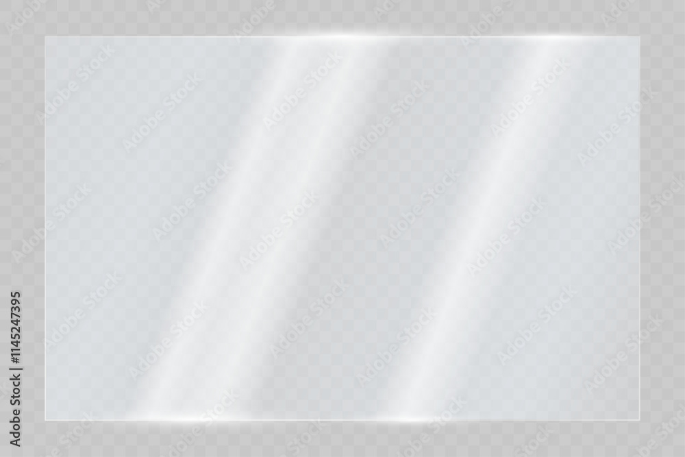 Realistic reflection on a transparent glass with sunlight glare. The ...