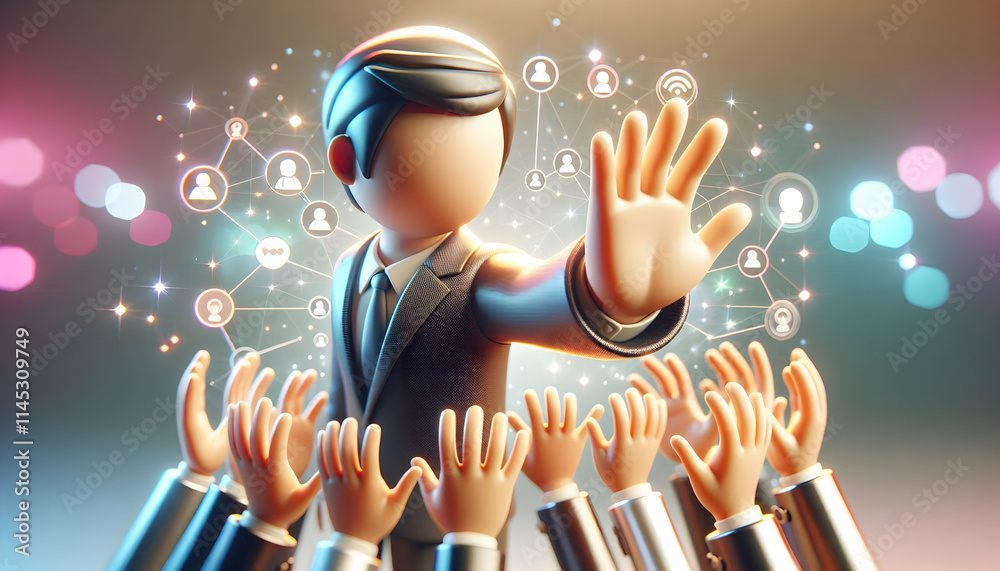 3D Politician giving virtual high five to supporters concept as Medium ...