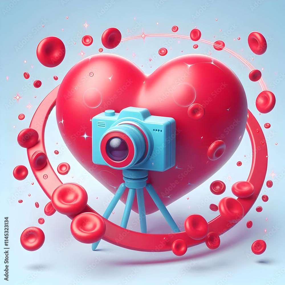 3D Orbiting Heart Cells concept as Vector illustration of red blood ...