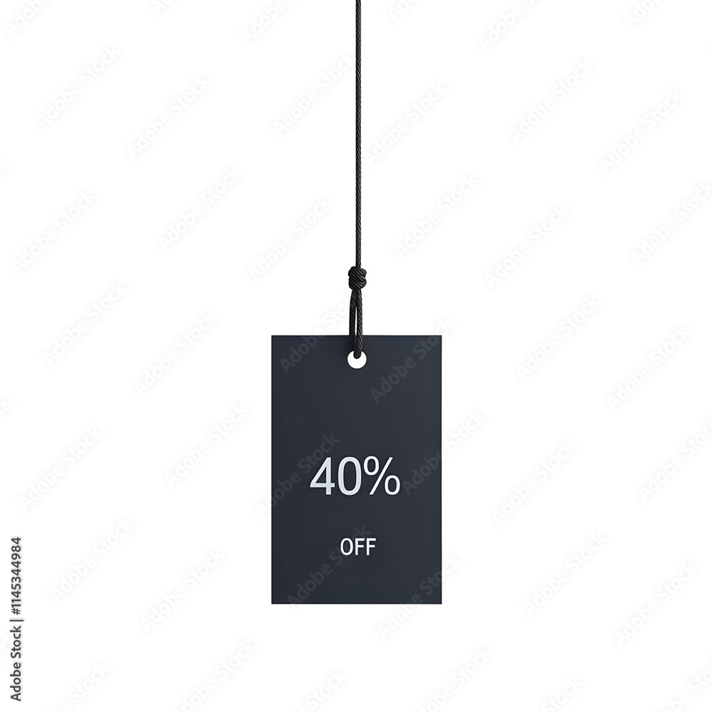 Black price tag with "40% OFF" sign and empty space for text on light ...