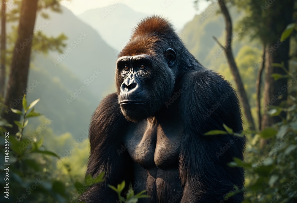 The Cross River gorilla, a critically endangered subspecies of the ...