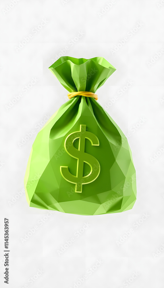 PNG 3D green money bag, element illustration, transparent background ...