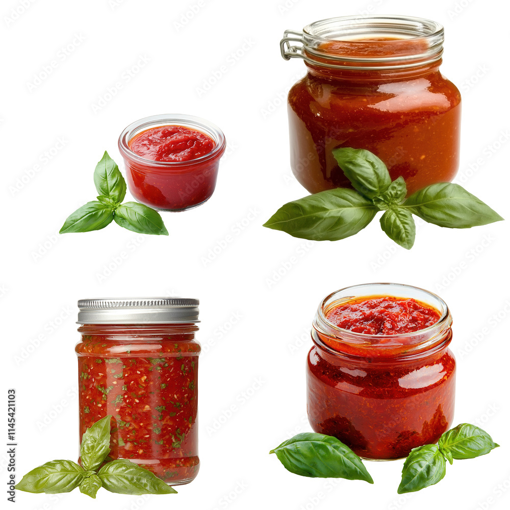 Captivating marinara sauce display with fresh basil transparent ...
