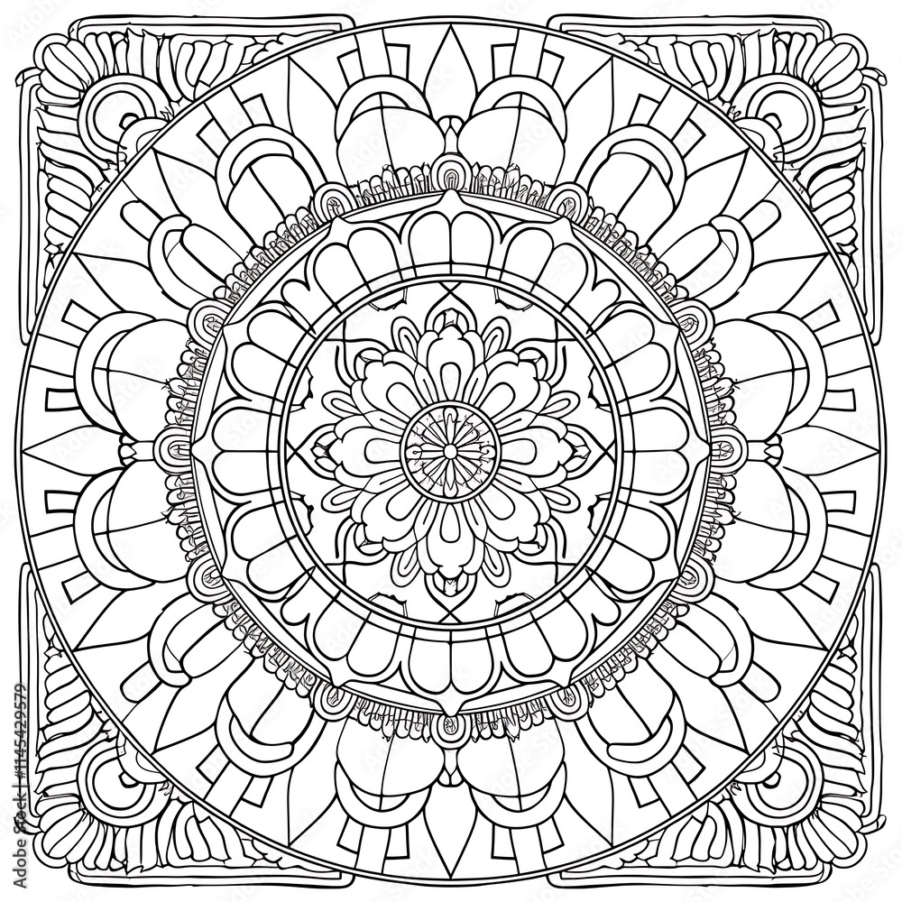 Coloring mandala design art therapy session printable coloring page ...