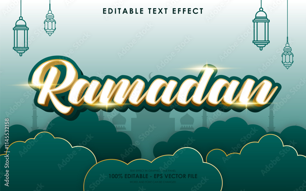 Editable Ramadan Kareem Text Effect with islamic background Stock ...