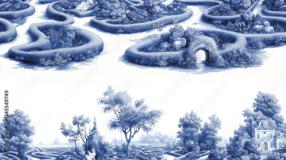 hyper realistic photo of Enchanting Toile de Jouy Pattern of Romantic ...