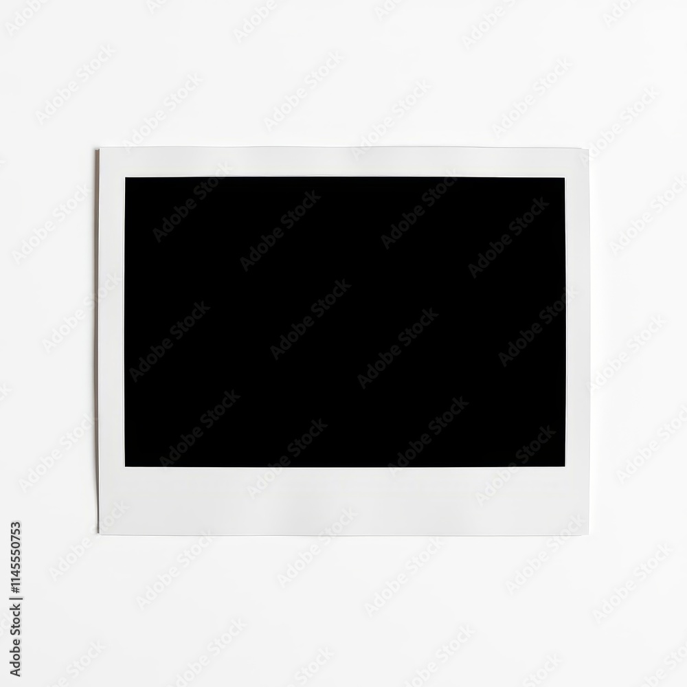 Polaroid rectangular with black picture on it isolated on white ...