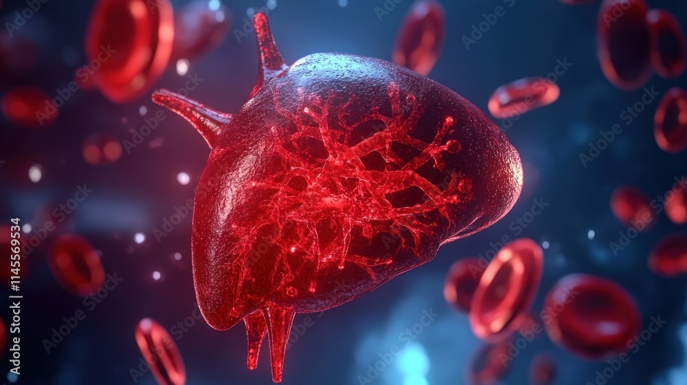 Microscopic View of a Human Platelet Surrounded by Red Blood Cells in ...