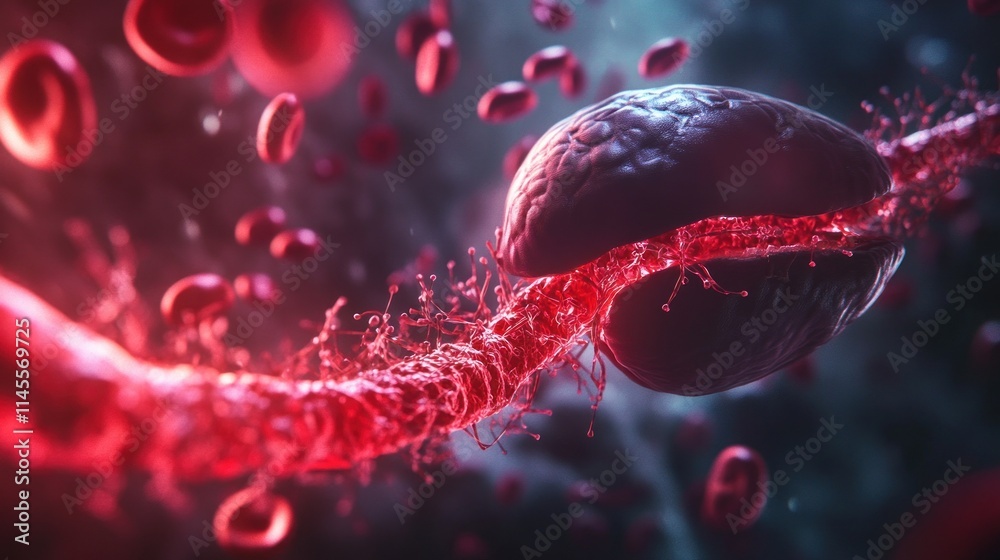 Microscopic View of a Blood Vessel Rupture: A Detailed Visualization of ...