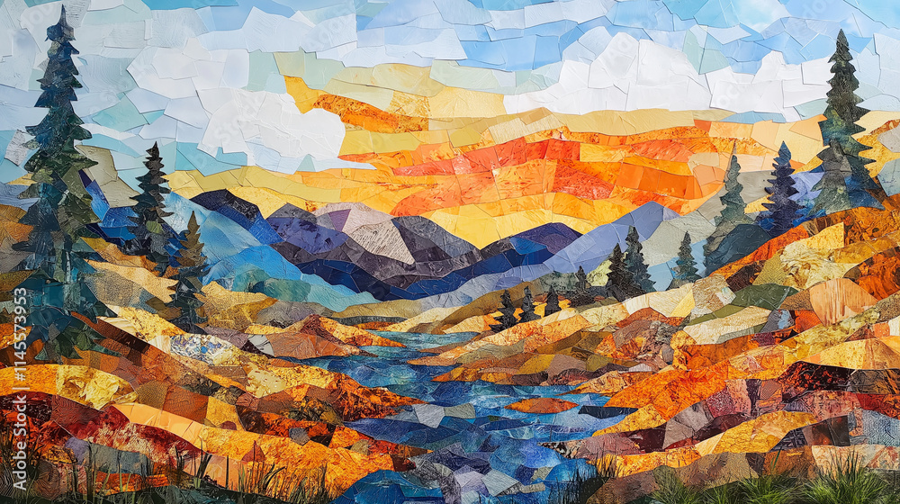 Trash Transformation. Torn and layered wrappers forming landscapes ...