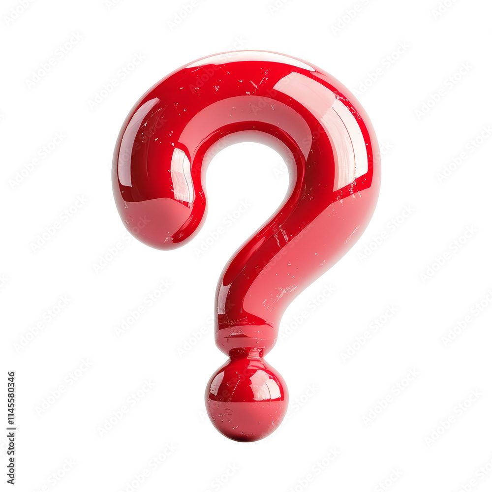 Bright red question mark render digital art isolated Stock Illustration ...