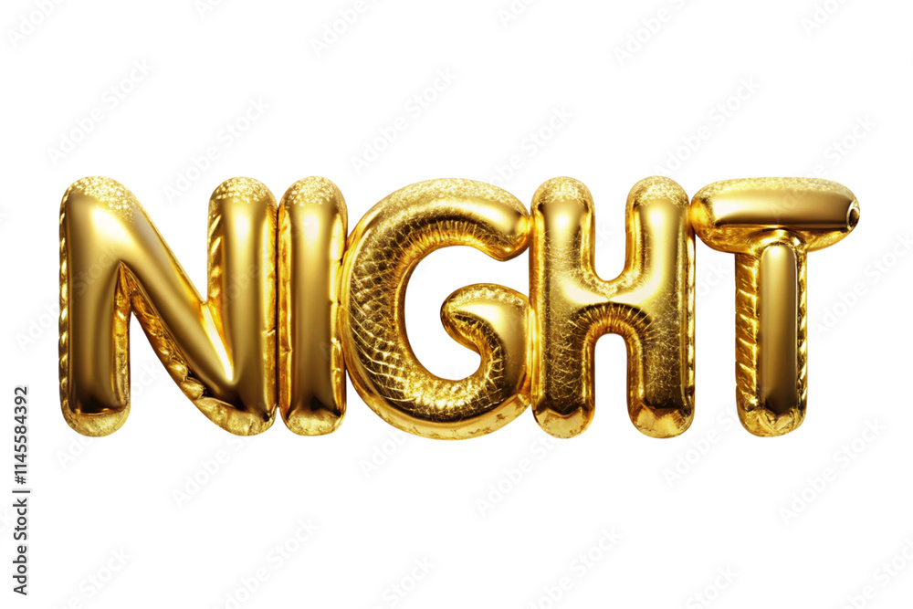 Luxurious gold night text with a shimmering finish, suitable for night ...