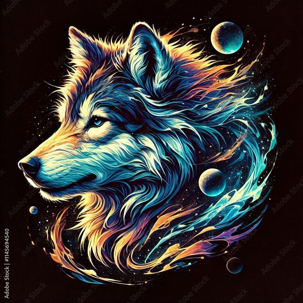 Energy-Filled Watercolor Wolf Painting: A Mystical Fusion of Realism ...