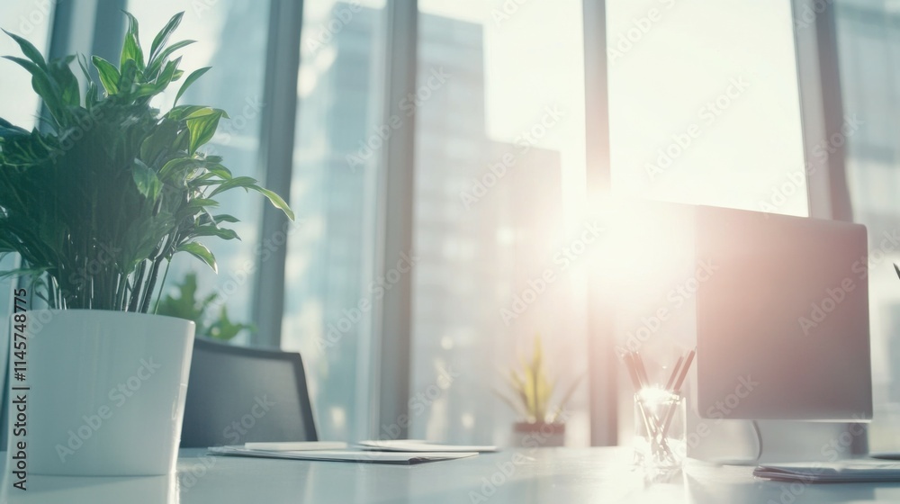 Modern professional office background, very light and bright, featuring ...