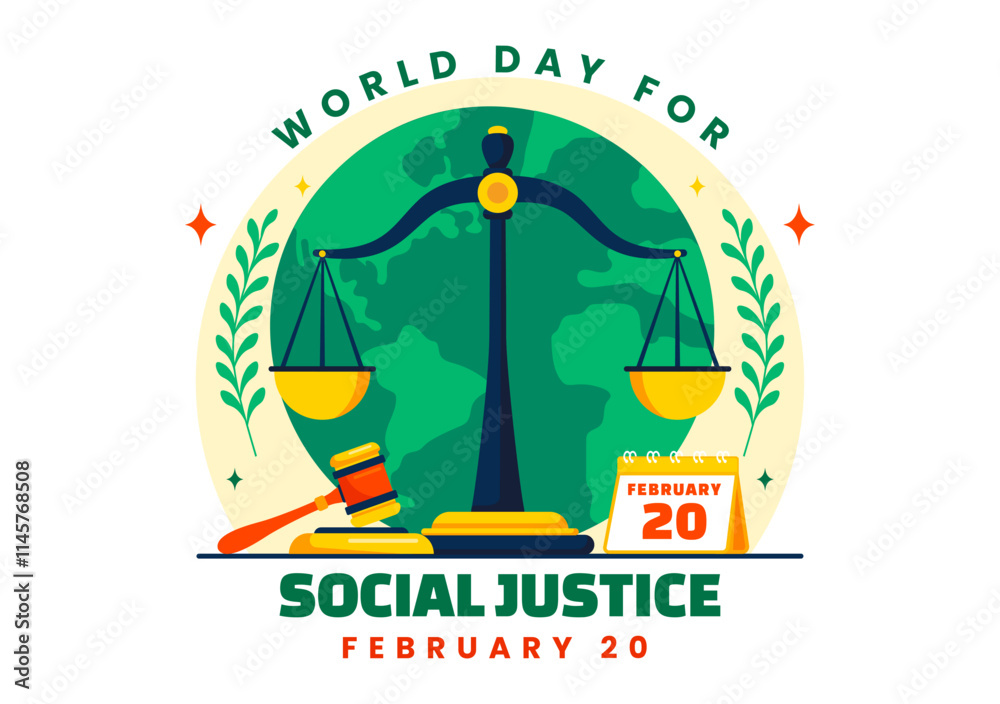 World Day of Social Justice Vector Illustration Featuring Scales and a ...