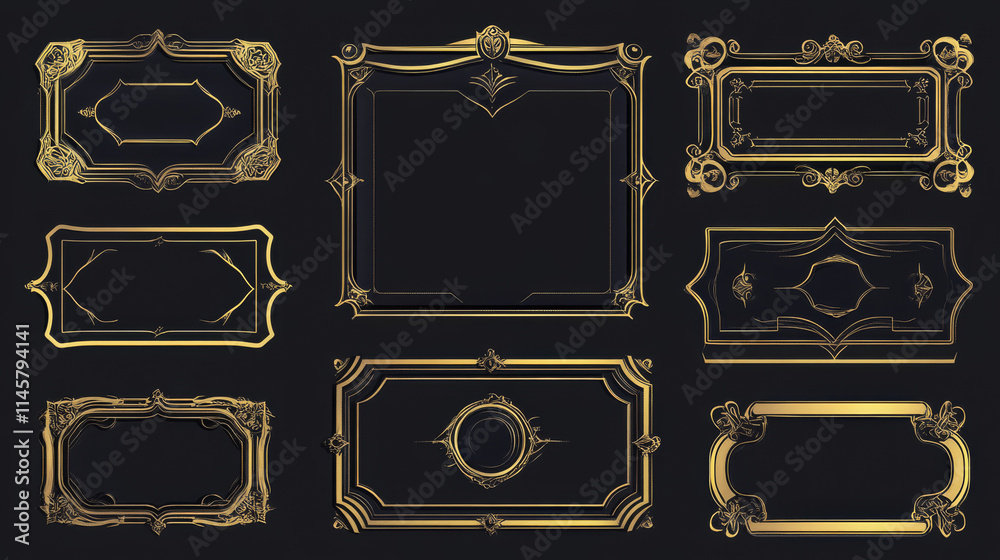 Realistic set of vintage avatar frames and game buttons isolated on ...