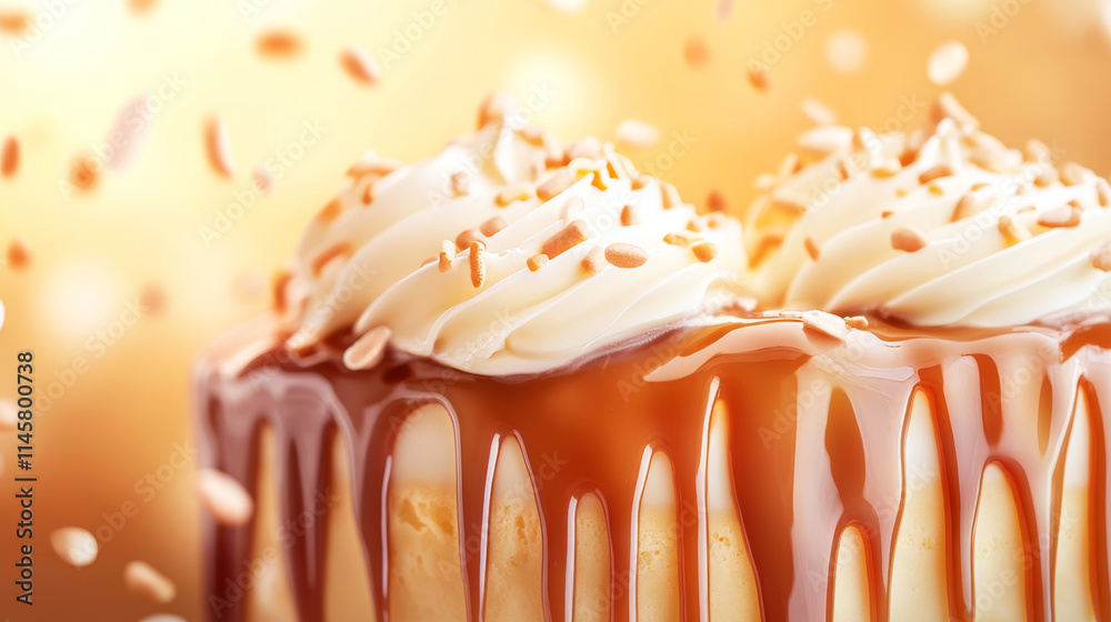 Realistic isolated caramel dripping cream. Vector melt candy syrup ...