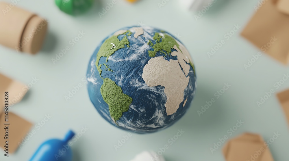 Abstract representation of responsibility icons surrounding polluted ...