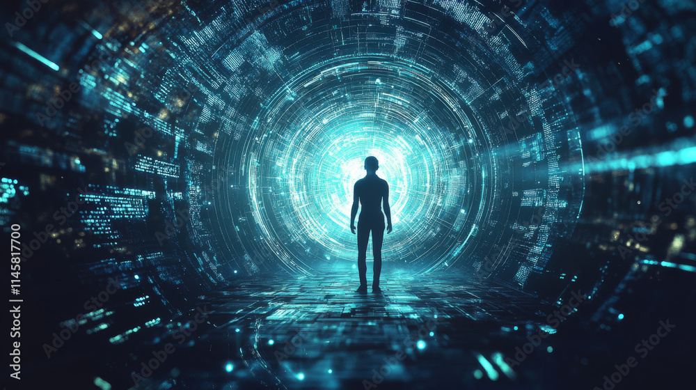 New opportunities isometric landing page. Binary digital code coming ...