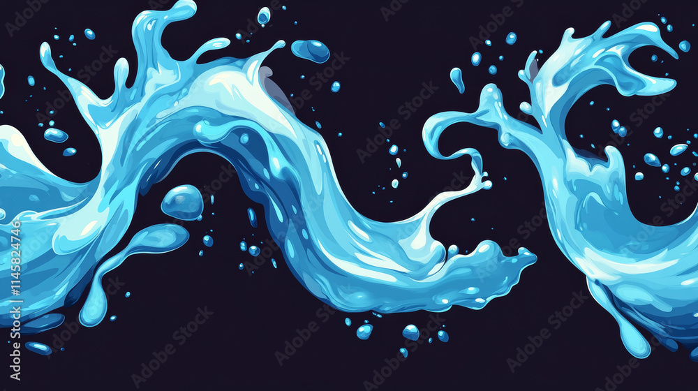 Cartoon water splash and surf wave. Cute comic sea or ocean liquid ...