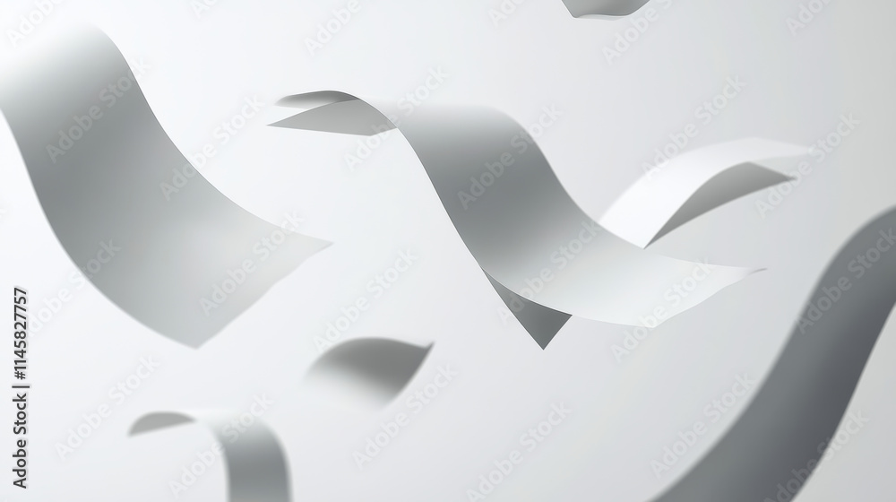 Flying paper sheet in different angles of view. Realistic 3d vector ...