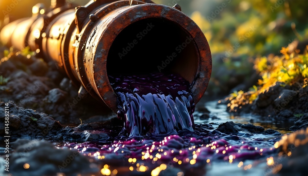 An oil pipe leaks into a stream, underscoring the issue of water ...