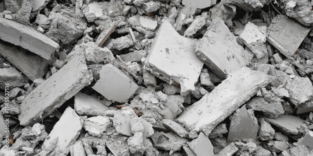 Стоковое фото «Concrete debris from a demolished structure lies in a ...