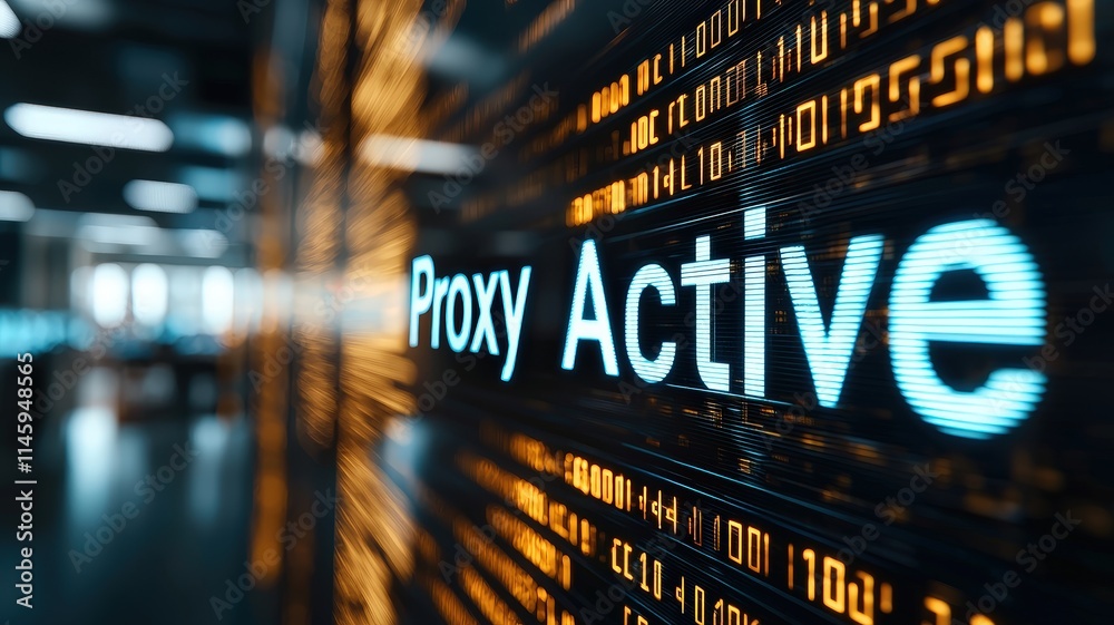 Cybersecurity Breach Visualization concept. Proxy server status ...