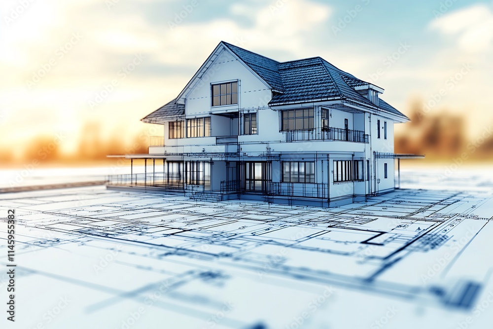 Blueprint drawing of school building under construction detailed floor ...